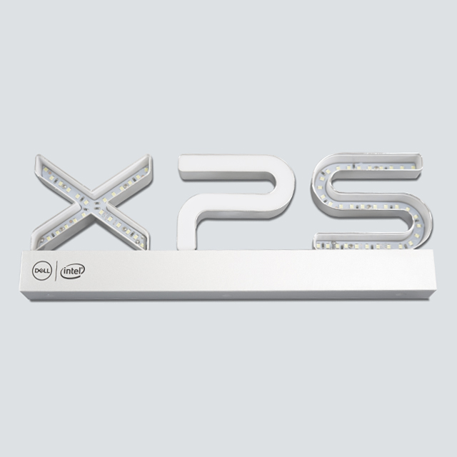 Silver Chrome Finishing Table Display LED Signage for Dell Brand XPS